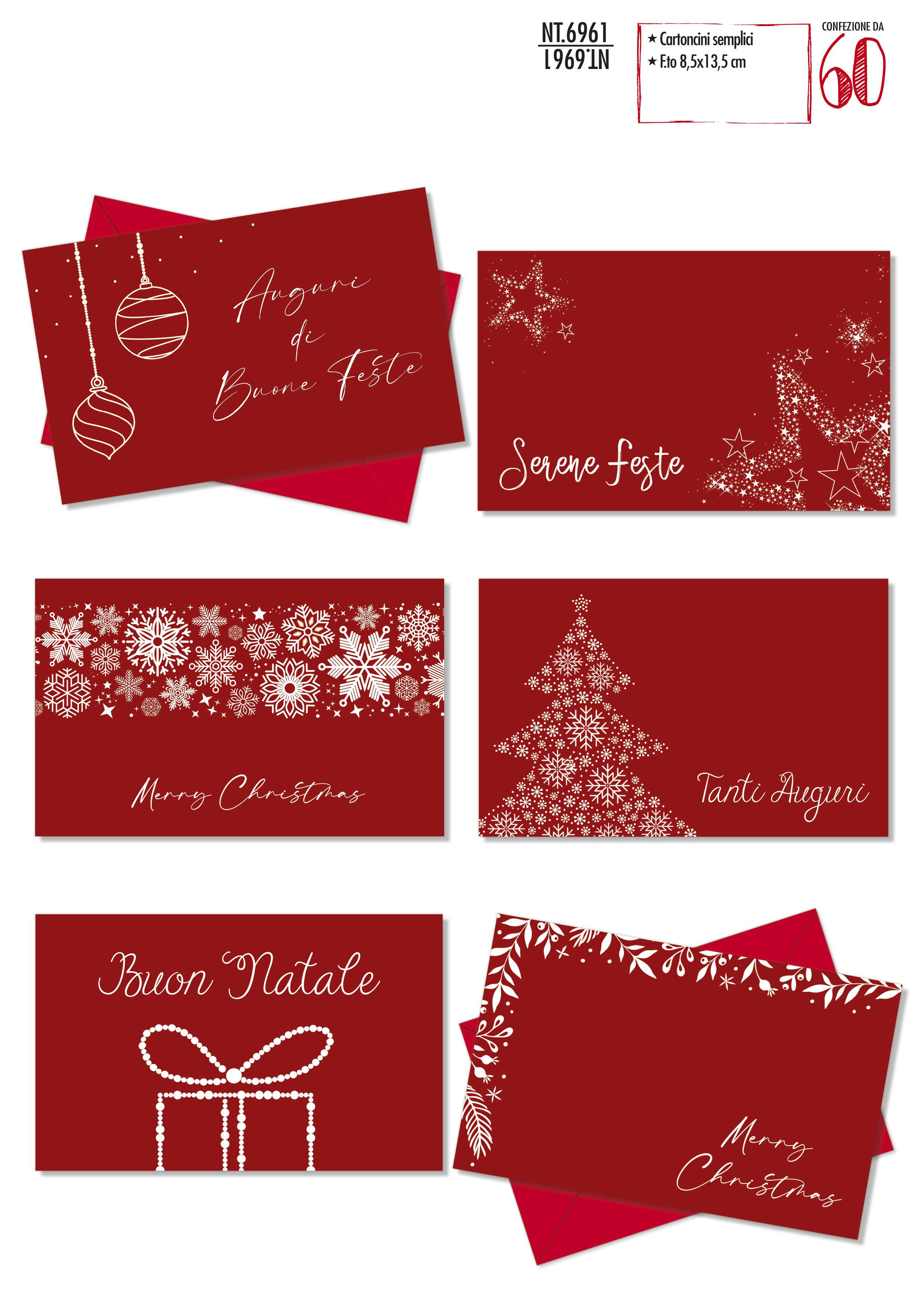 CROMO BIGLIETTI NATALE CARTONCINI DI NATALE COLORATI 9x14 NT6961 60 ...